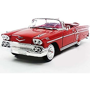 MOTORMAX 73267 1958 58 Chevy Impala Convertible 1/24 DIECAST RED,#G14E6GE4R-GE 4-TEW6W206512