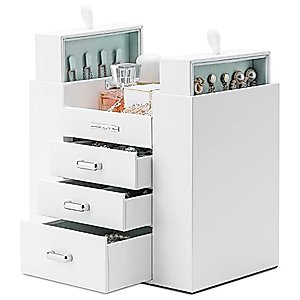 Homde Jewelry Organizer for Girls Women Jewelry Box Necklaces Rings Earrings Display Stand Jewelry Storage Holder Case for Bracelets Watches Sunglasses (White)
