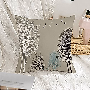 Decorative Pillow Cover Dark Gray Black Winter Away Season White Blue Design Nature Abstract Forest Flying Textures Frost Throw Pillow Cover Square Velvet Cushion Case 16x16 Inch for Couch Bed Car