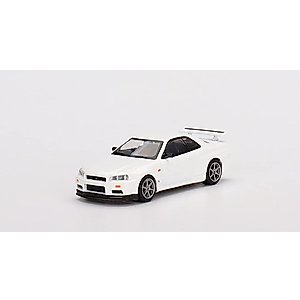 True Scale Miniatures Model Car Compatible with Nissan Skyline GT-R (R34) V-Spec N1 White Limited Edition 1/64 Diecast Model Car MGT00397