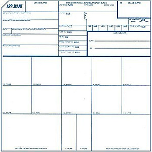 Fingerprint Cards, Applicant FD-258, 25 Pack