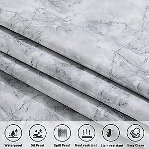 Vonabem 100% Waterproof Rectangle PVC Tablecloth, Vinyl Table Cloth Cover with Flannel Backing Oil Spill Proof Wipeable Table Cloths for Indoor Outdoor (Gray Marble,52X70IN)