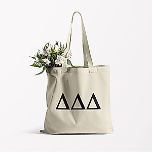 Cavas Tote Bag Of Tri Delta Letter - Heavy Duty Canvas Large Messenger Grocery Reusable Bag For Women Men Unisex Kid - Yoga, Beach, Lunch, Laundry, Travel, Organizer, Cosmetic, Wine BICTOTE918130726
