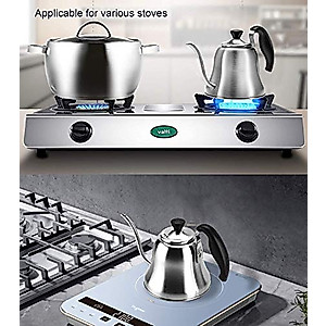 Chefbar Coffee Kettle for Stove Top Premium Gooseneck Kettle, Pour Over Coffee Kettle, Tea Pot Stovetop Teapot, Hot Water Heater for Camping, Home & Kitchen, Stainless Steel - Small 28oz, Brushed