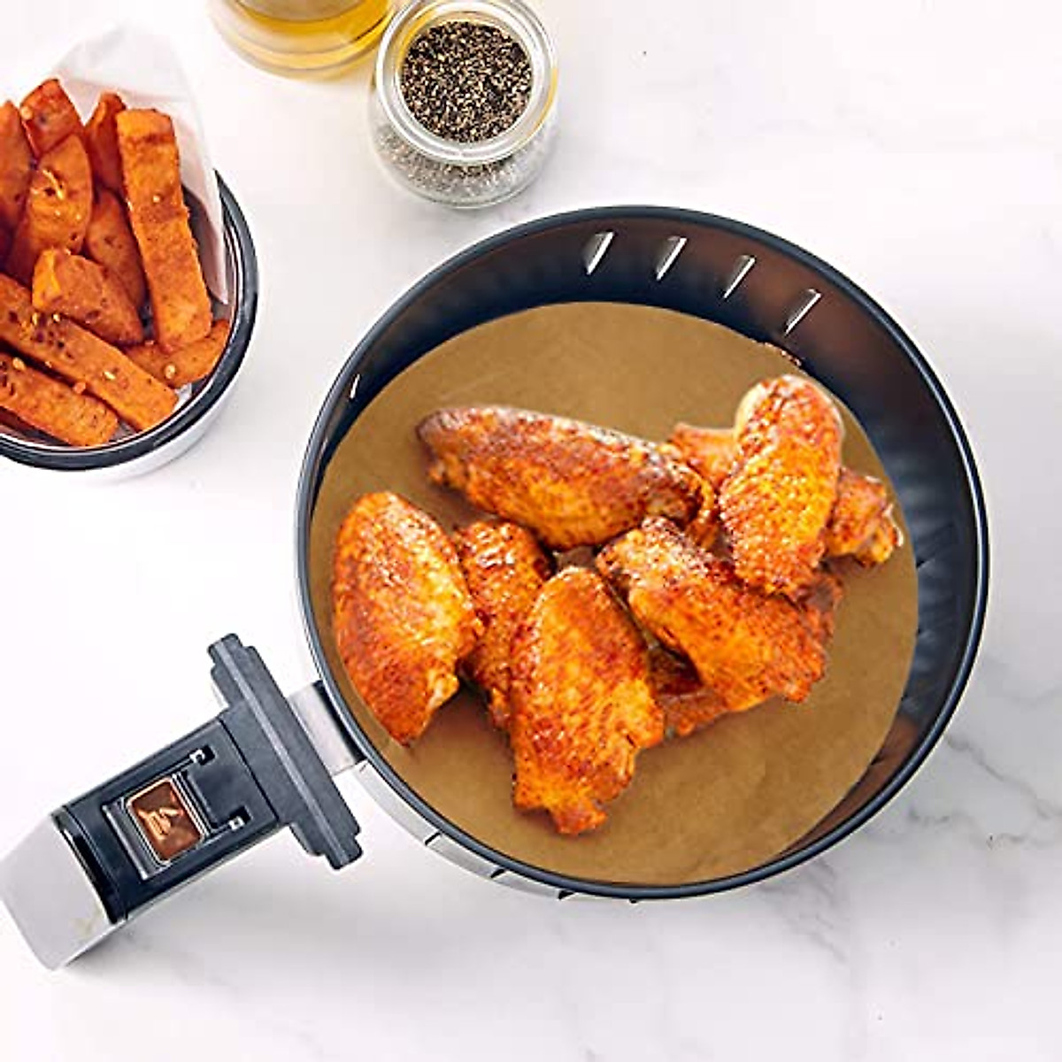 Air Fryer Tray for Oven Air Fryer Paper Steaming Pad Baking Barbecue Snack Bread Paper Oil Proof Paper Avoid Stick Paper 20cm100 Sheets of Parchment Paper Air Fryer Trays for Full Size Oven