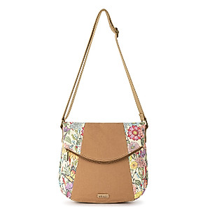 Sakroots Foldover Crossbody Bag in Cotton Canvas, Pinkberry in Bloom