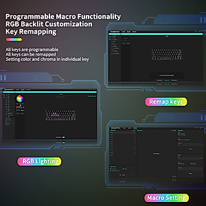 Punkston TH61 60% Mechanical Gaming Keyboard,RGB Backlit Wired Ultra-Compact Mini Mechanical Keyboard Full Keys Programmable White (Optical Brown Switch)