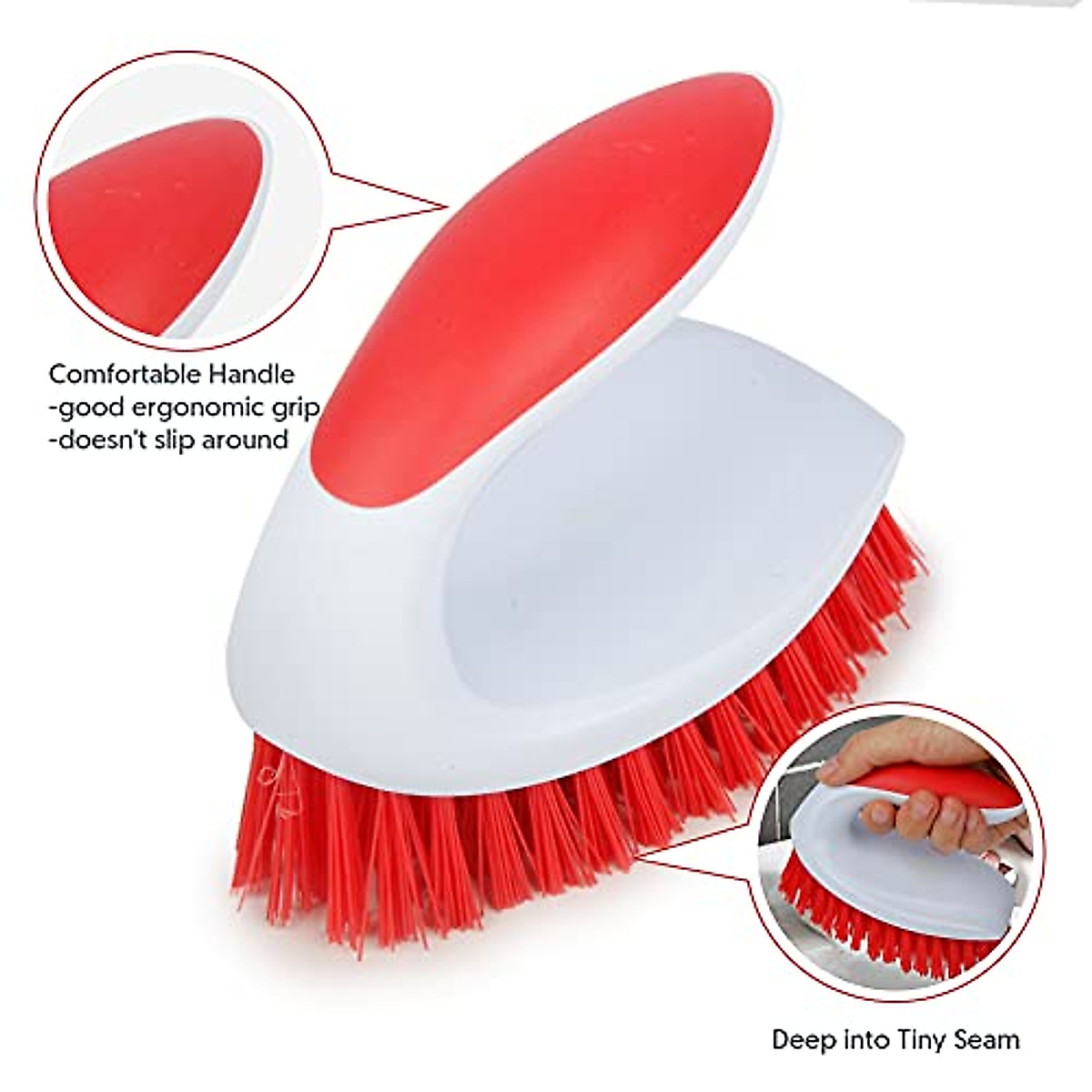 Carpet Scrub Brush Scrubber for Cleaning- EXEGO Shower Cleaning Brush with Handle Bathroom Stiff Bristle Brush Heavy Duty Scrubber for Bathroom Shower Sink Carpet TubTile Floor Cleaning -2 Pack