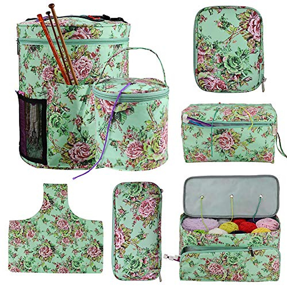 Portable Travel Use Knitting Yarn Storage Tote Bag Crocheting Needle Hooks Pouch Organizer