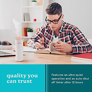 Homedics Portable Humidifier - Small Air Humidifiers for Bedroom, Plants, Office, Travel - Cool Mist Humidifiers, Color-Changing Accent Light, 2 Mist Settings, White