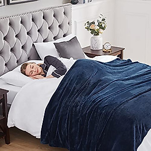 Lifewit Fleece Blanket Queen Size - Ultra Soft Throw Blanket - Fuzzy Warm Cozy Plush Reversible Microfiber Flannel Blanket for Sofa, Couch, Bed, Crib Stroller, Navy, 90" x 90"