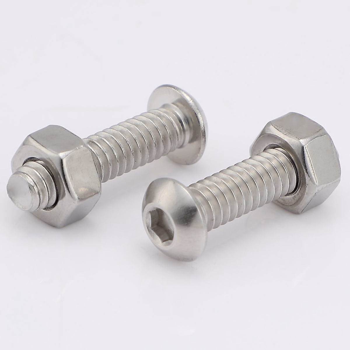 10-24 x 1/2" Button Head Socket Cap Bolts Screws, Stainless Steel 18-8 (304), Bright Finish, Full Thread, Allen Hex Drive, 50 PCS
