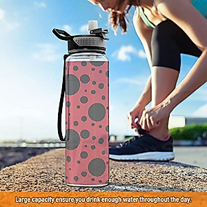 xigua Ladybug Water Bottle with Straw Lid,32 oz Leakproof Sport Water Bottle with Wide Handle for Gym,Cycling,School,Travel