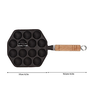 14 Holes Takoyaki Pan, Nonstick Cast Iron Multifunctional Octopus Meat Balls Grill Pan for Home Kitchen