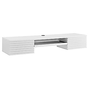 Modway Render 60" Mid-Century Modern Wall-Mount Office Desk in White