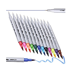 Mr. Pen- Dual Tip Brush Pens, 12 Colors, Brush Pens, Brush Markers, Dual Brush Pens, Markers for Kids Adults Coloring, Art Markers for Adults, Dual Tip Markers.
