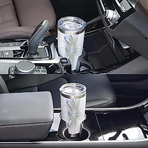 Jesmacti 20Oz Portable Tumbler Fabulous Fractal Blue Fractal Art Smooth Blue Fiery Blossom Bright Abstract Blue for Ornate Petals Unusual Flower Coffee Tumbler Farmhouse Coffee Mugs for Travel