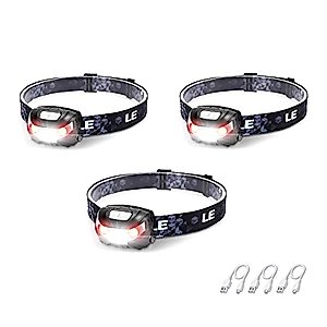 Lepro LED Headlamp Rechargeable 3 Packs - Super Bright Head Lamp with 5 Modes for Camping & Hiking Gear Essentials, IPX4 Waterproof Headlight Flashlight with Red Light, USB Cable Included