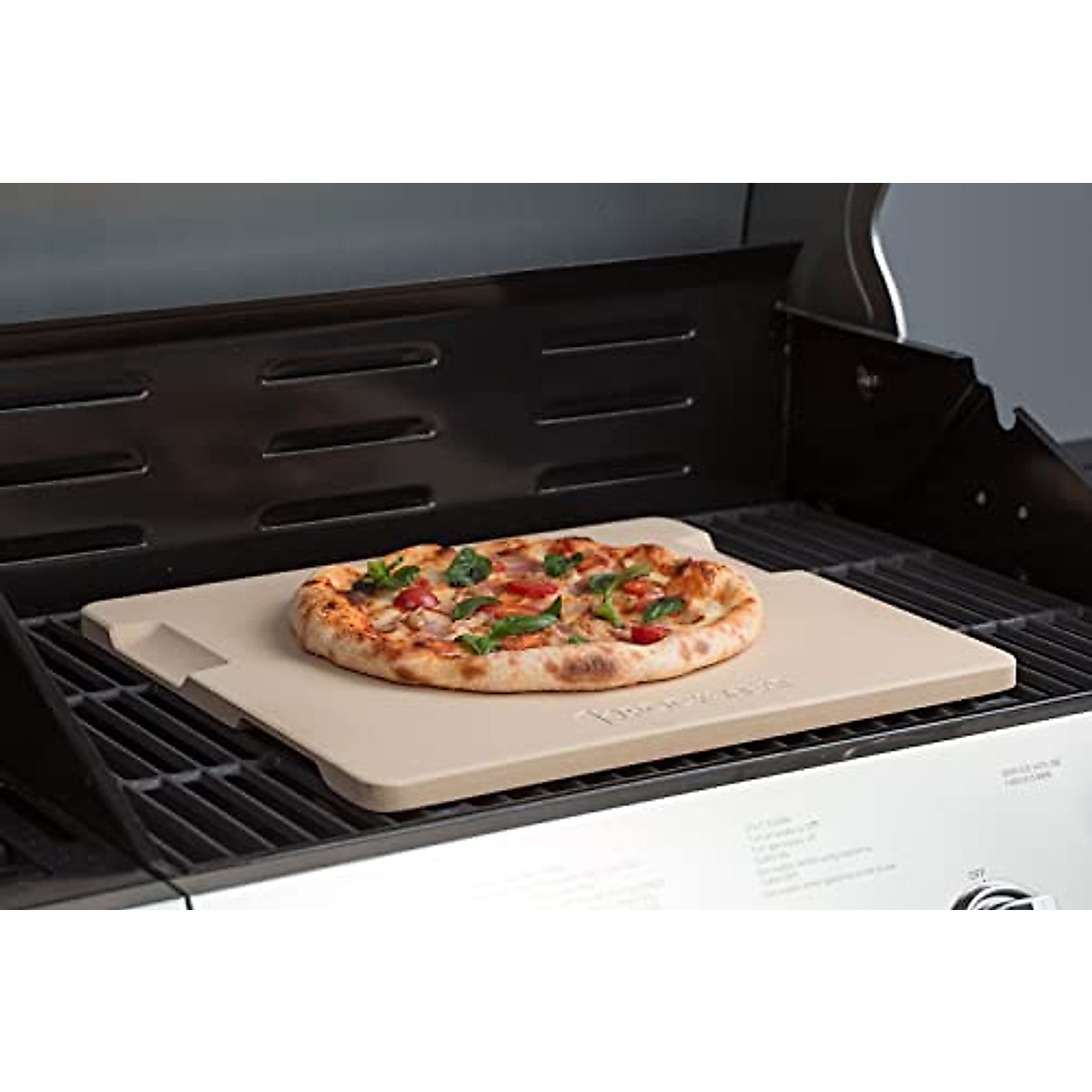 ROCKSHEAT K Large Pizza Stone Heavy Duty Baking Grilling Stone 20" x 13.5", Perfect for Oven, BBQ and Grill. Innovative Double - Faced Built - in 4 Handles Design