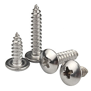 Yudesun Stainless Self Tapping Screws - Wood Screws M3 M4 M5 M6 Corrosion Protection 304 Stainless Steel Mushroom Head