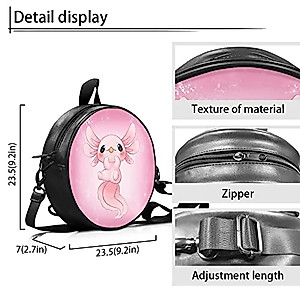 Upetstory Cute Axolotl Purse Small Crossbody Shoulder Bag Round Circle Bags Mini Backpack Purses Clutch Handbag for Women Teen Girls Travel Holiday Picnic Hiking Cycling