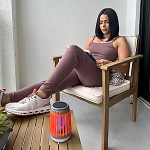 Fuzebug Rechargeable Bug Zapper Outdoor and Indoor BuzzBug Mosquito Zapper Buzzbug Mosquito Light Cordless Bug Zapper Mini Bug Zapper Bulb Solar Flashlight Camping Bug Zapper LED Light (Orange)