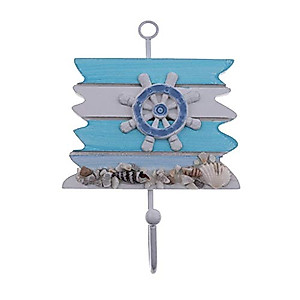 2pcs Mediterranean Style Wall Hooks Towel Hat Coat Hangers Bathroom Bedroom Clothes Coat Towel Holder Rack - Wheel + Anchor