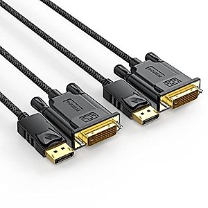 DisplayPort to DVI Cable 6ft 2 Pack, FEMORO DP Display Port to DVI D Adapter Cord Braided for Monitor Laptop Computer Desktop