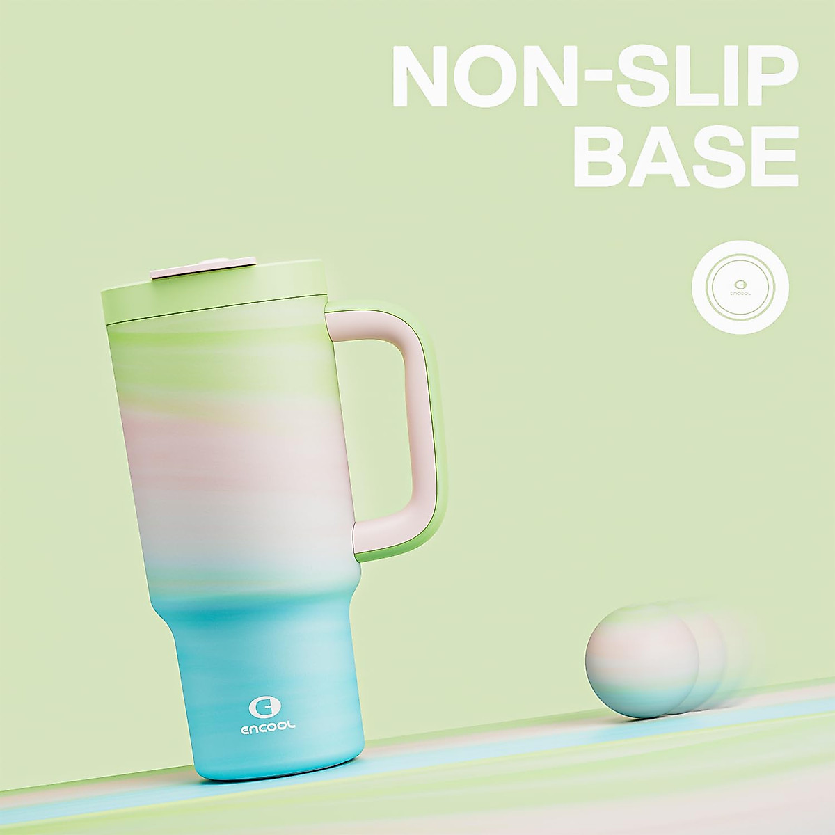 ENCOOL 32 oz Tumbler with Handle and Flip Straw, 100% Resistant Tumbler with Lid and Straw, Insulated Stainless Steel Travel Coffee Mug, Keeps Cold for 24 Hours, Cup Holder Friendly (Fairy)