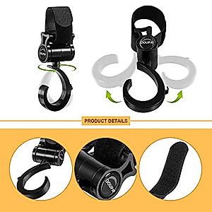 Baby Stroller Hooks Clips, Convenient Stroller Accessories Mommy Bag Hooks for Hanging Diaper Bags ,Purse,Stroller Organizer, Perfect for Uppababy, Babyzen Yoyo, Britax, Bugaboo, Bob, Pushchair, Buggy