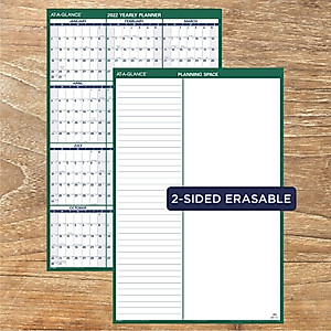 AT-A-GLANCE 2022 Erasable Calendar, Dry Erase Wall Planner by AT-A-GLANCE, 48" x 32", Jumbo, Vertical, Reversible for Notes & Planning Space (PM31028)