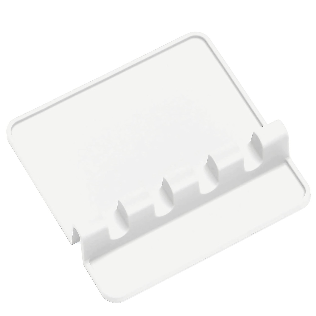 Silicone Spoon holder for Stove Top with Drip Pad Heat Resistant, BPA Free Utensil Rest & Spoon Rest for Kitchen Counter - Grill Utensil Holder for Spatulas, Tongs, Ladles (white)