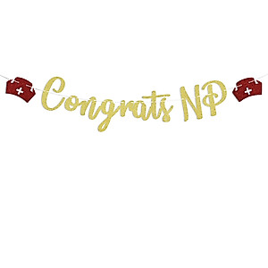 Congrats NP Banner - Nursing School Survivor Banner - Nurse Graduation Party Decorations, Nurse Practitioner Graduation Party Supplies