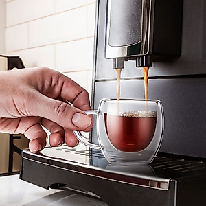 Gerrii Double Wall Insulated Coffee Mugs with Handle Glass Tea Cups Glasses Espresso Mugs Clear Glass Coffee Cups Latte Cappuccino Beer Glasses Mug (15 Pcs, 2.5 oz)