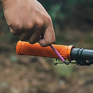Funn Hilt Mountain Bike Handlebar Grips with Single Lock On Clamp, Lightweight and Ergonomic Bicycle Handlebar Grips with 22 mm Inner Diameter, Unique Patterned Bicycle Grips for MTB/BMX (Purple)
