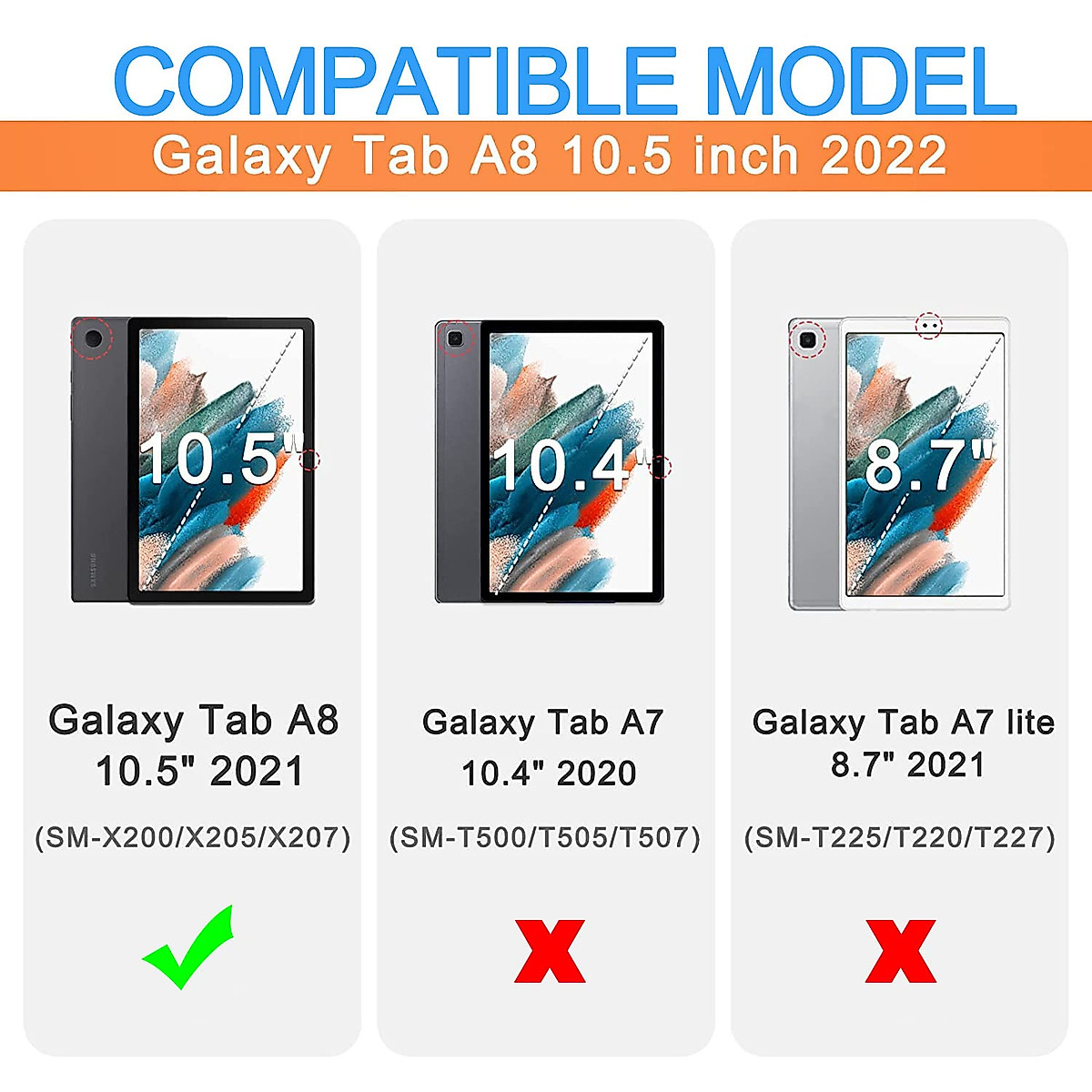 Riaour Case Fits Samsung Galaxy Tab A8 10.5 inch 2022 SM-X200/SM-X205/SM-X207,Lightweight EVA Kids Friendly Shockproof 360 Rotating Grip Handle Folding Stand Cover Fit Samsung Tablet A8 Case-Blue