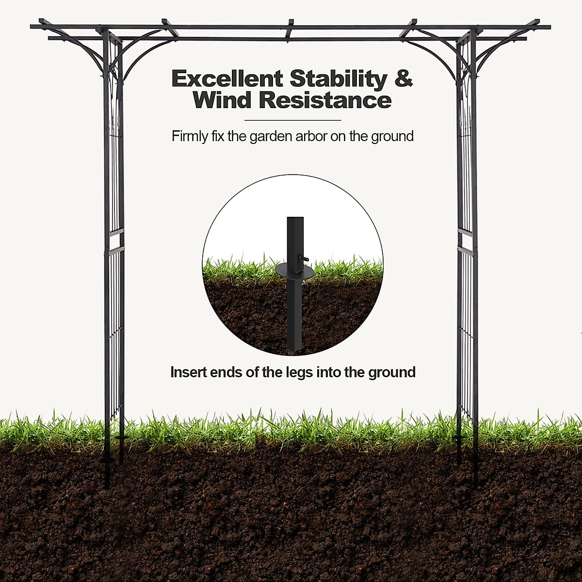 Tangkula 6.7 Ft Garden Arbor, Metal Arch with Trellis for Climbing Plants Outdoor, Decoration Outdoor Garden Archway with Gate for Vines, Flowers, Wedding, Bridal Party, Ceremony