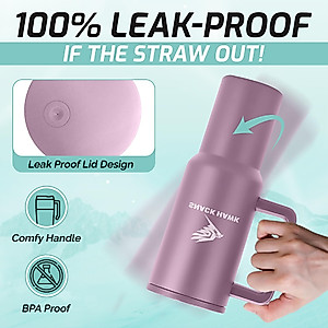 Snack hawk 40oz Insulated Stainless Steel Travel Coffee Tumbler with Handle and Straw | 100% Leak-Proof Mug | Car Cupholder Friendly | Perfect Water Cup Gift for Everyone