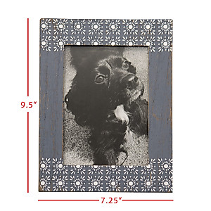 Foreside Home & Garden White Sunburst Pattern 5x7 Inch Blue Wood Decorative Picture Frame