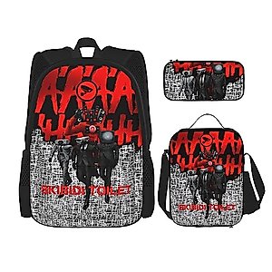 Moare Skibidi Toilet Backpacks Set for University with Backpacks Lunch Bag Pencil Case Pencil Bag