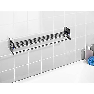 WENKO Seche-linge télescopique - longueur de séchage 3,3 m, extensible, résistant aux intempéries, montage mural, Acier inoxydable, 70 x 12.5 x 11-35 cm, Argent brillant