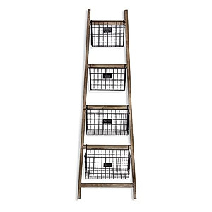 Cheung's 4606 4 Metal Storage Basket Ladder, Brown