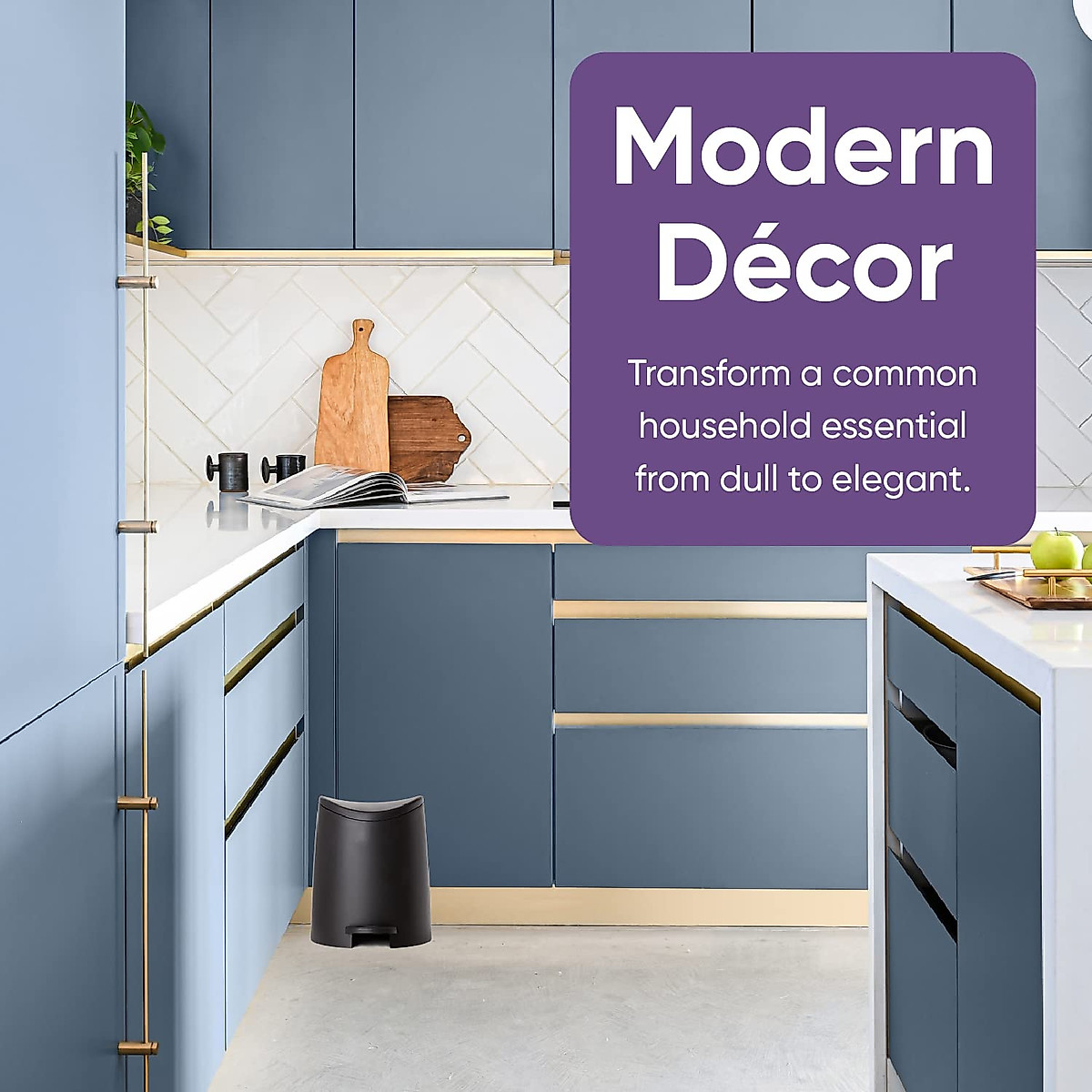 Superio Mini Plastic Bathroom Trash Can with Lid 3 Liter Black Modern Curved Step On Trash Can with Foot Pedal, Mini Kitchen Waste Bin, Durable and Soft Close for Bedroom, Office, Under Desk