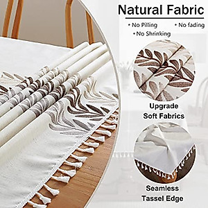JIALE Table Cloth Rectangle Table, Heavy Duty Cotton Linen Waterproof Tablecloths Farmhouse Tablecloth, Soft and Wrinkle Free Table Cover with Tassels, 55''x70'', 4-6 Seats