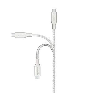 Amazon Basics Double Braided Nylon USB Type-C to Micro-B 2.0 Male Charger Cable | 1 foot, Silver