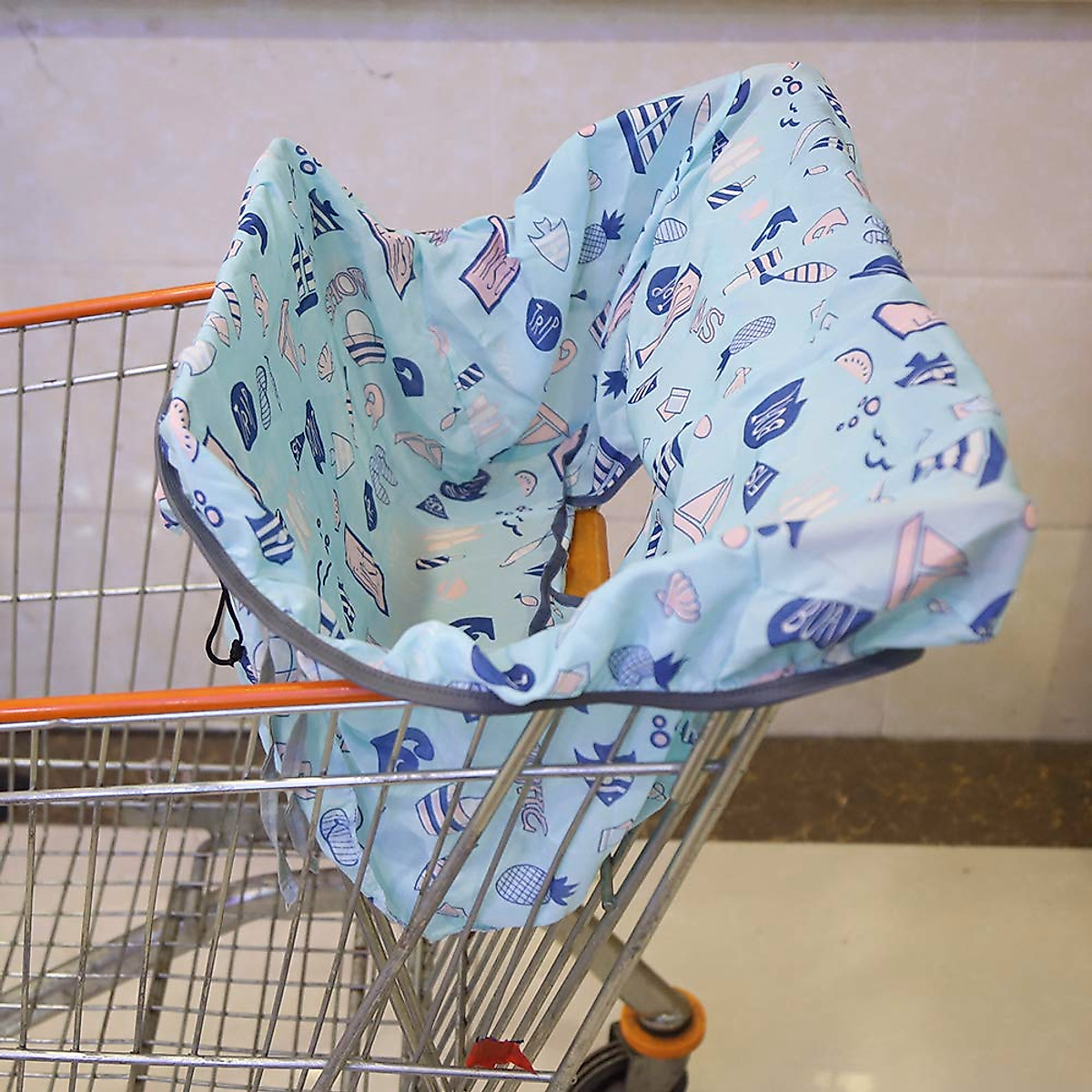Baby Seat Cover for Shopping Cart, Complete Coverage, and Hygienic, Foldable and Portable with Seat Belt, Unisex, Multipurpose Chair Cover for Convenient Toy Storage