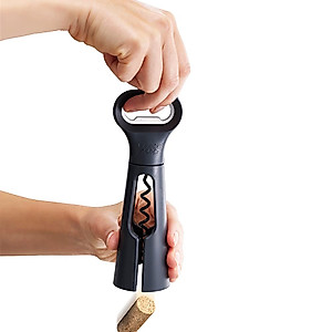 Joseph Joseph BarStar 3-in-1 Corkscrew, Bottle opener & foil cutter, Space Saving design, Gray