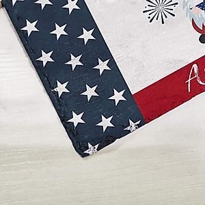 Slate Hanging Wall Sign Gnome Hold American Flag Wall Plaque Wood Signs with Rope Patriotic Fireworks DIY Hanging Door Sign for Front Porch/Entryway/Outdoor/Garden Home Decor, 8x5inch