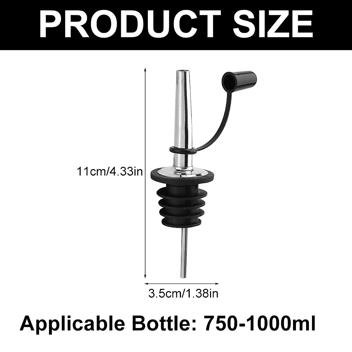 12 Pack Liquor Pourers Stainless Steel, Liquor Pour Spout with Stoppers, Speed Liquor Bottle Pourers, Olive Oil Spout Hygienic Safe, Fits most Classic Bottle's Lip up to 3/4"