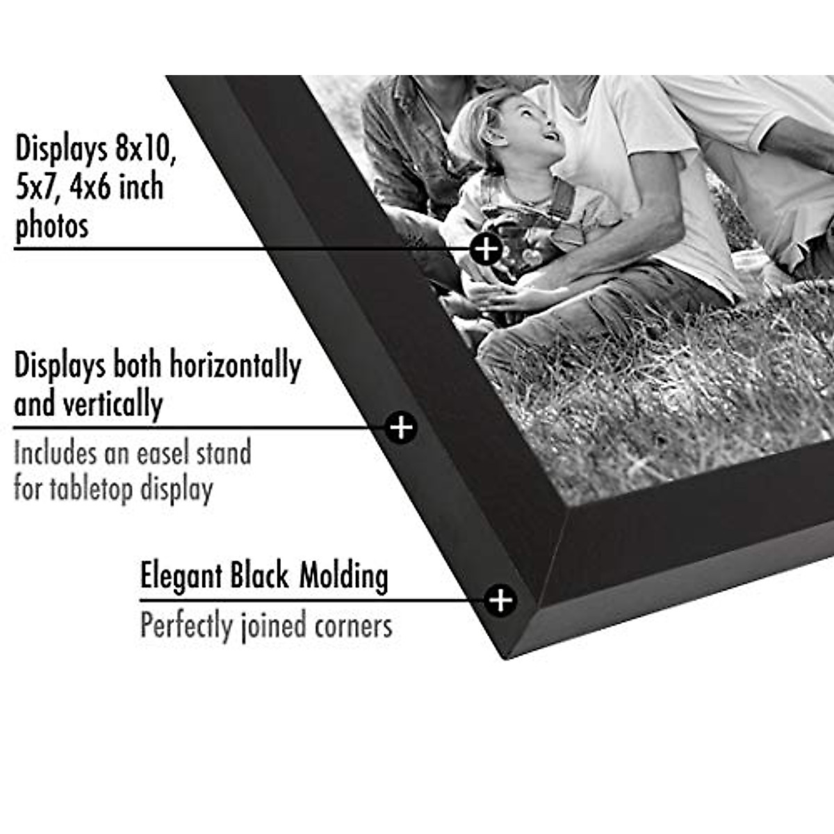 Americanflat 10-Piece Black Picture Frame Set | Includes Sizes 8x10, 5x7, and 4x6. & 7 Pack Gallery Wall Set | Displays One 11x14, Two 8x10, and Four 5x7 inch photos